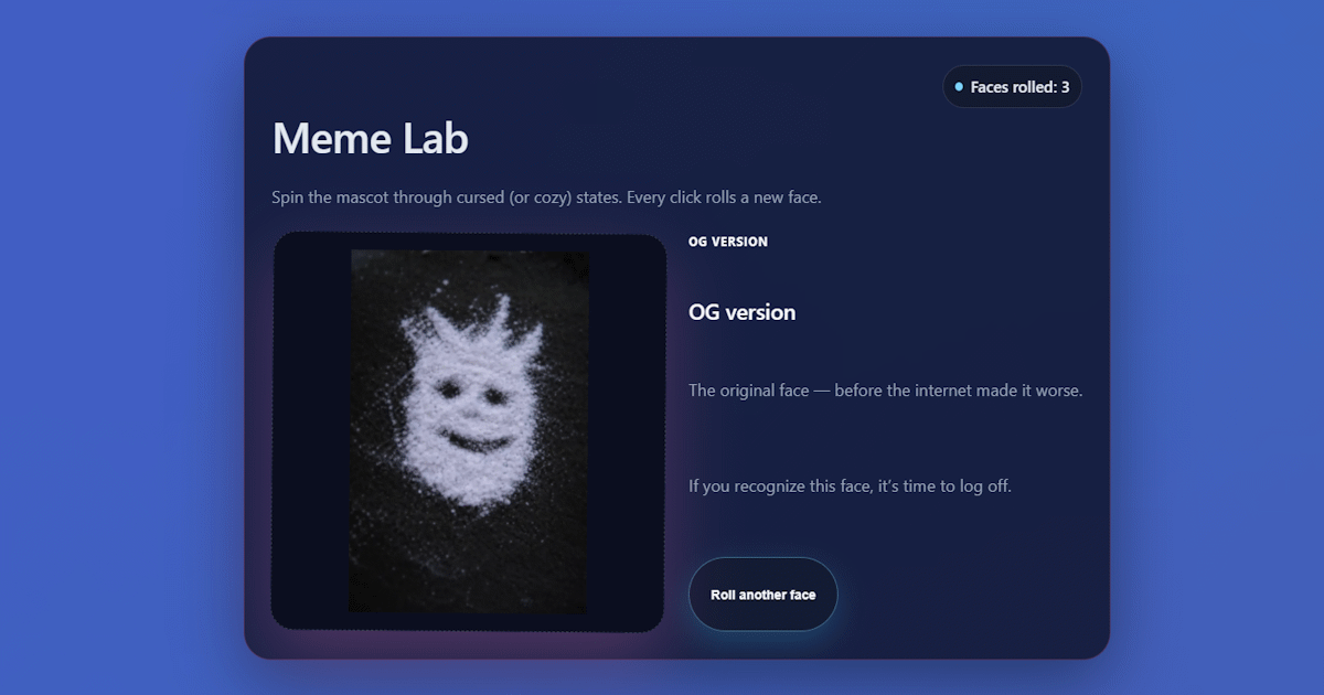 cocamememascot — cursed little mascot, purely digital